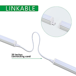 HOLDWILL 6 Pack T5 Integrated Single Fixture, 4FT 20W Linkable LED Shop Light Milky Cover,White Daylight 6500k 2200lm T5 Tube Lights for Garage Office Warehouse or Under Counter,Plug and Play