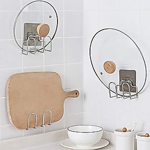DRNKS Lid Rack Punch-free Pot Lid Rack Wall-mounted Storage Shelf for Hanging Pot Lid Cutting Board In Household Kitchen Applicable to kitchen stove