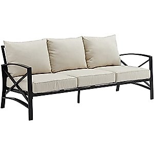 Crosley Furniture KO60027BZ-OL Kaplan Outdoor Metal Sofa, Oiled Bronze with Oatmeal Cushions