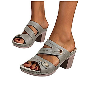 Summer Womens Sandals,Women's Casual Fashion Shoes Breathable High Heels Outdoor Casual Sandals Green