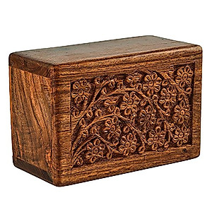 Beautifully Handmade & Handcrafted Tree of Life Engraving Wooden Urns for Human Ashes Adult by - Wooden Cremation Urns for Ashes Engraving, Wooden Box (5 X 3 X 2)