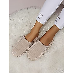 Verdusa Women's Fuzzy Bedroom Slippers Cozy Memory Foam House Slide Shoes Khaki CN36-37