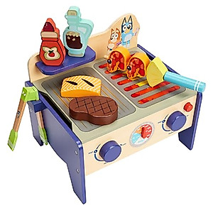 BLUEY – Wooden BBQ and Salad Set, 33-Piece Colorful Playset with Tongs and Food Pieces – Realistic Role-Play & Imaginative Fun for Ages 3 Years and Up, Medium