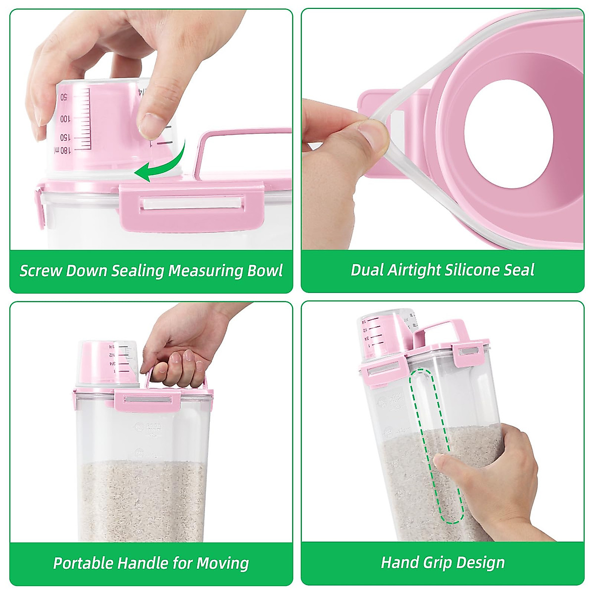 TBMax Rice Storage Container 5 Lbs, Small Airtight Dry Food Container for Flour Cereal Pasta Kitchen Pantry Organization -Red