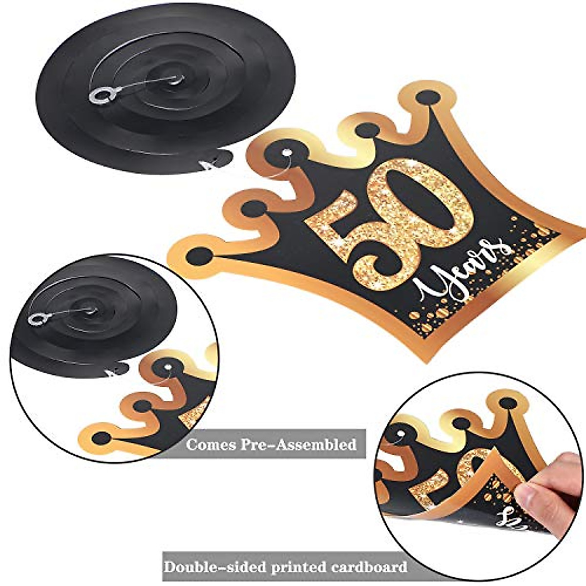 50th Birthday Party Decorations for Men Women 50 Years Cheers Birthday Party Hanging Swirls Gold Glitter Happy Birthday Decorations Celebration Old Party Supplies Ceiling Decor, 30CT