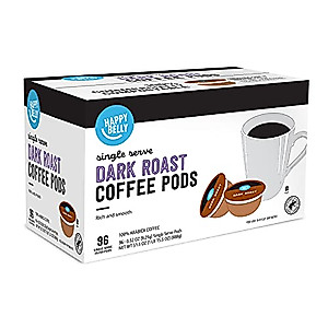 Amazon Brand - 96 Ct. Happy Belly Dark Roast Coffee Pods, Compatible with K-Cup Brewer