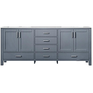 Lexora Jacques 80 in. W x 22 in. D Dark Grey Double Bath Vanity and Carrara Marble Top