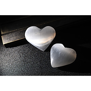 AMOYSTONE 20Pcs Selenite Crystal Heart Worry Stone 1.4-1.6" - Puffy Palm Pocket Heart Stone for Cleansing, Protection and Home Decoration Gift