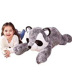 IKASA Giant Raccoon Stuffed Animal Plush Toy,Large Racoon 30" Cute Jumbo Soft Toys,Huge Big Size Plushy Fluffy Fat Oversized Plushie,Gifts for Kids