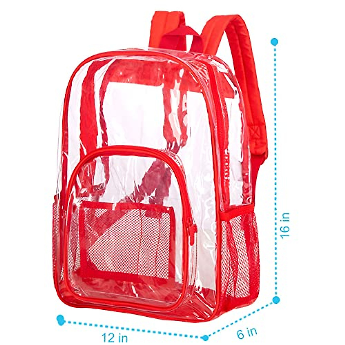 Clear Backpack, Transparent Bookbag Heavy Duty See Through Backpacks for Men - Red