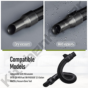 14-37-0016 Hose Assembly Compatible with Milwaukee 0970-20 M18 Fuel 18V PACKOUT Vacuum Cleaner, Internal storage is suitable for wet or dry suction