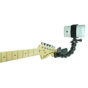 Action Mount Jaws Flex Clamp + Adjustable Goose Neck + Universal Mount Adapter for Smartphone, W/Base Clip & Screw. Use with a Phone, or Gopro Camera. Easy to Use!