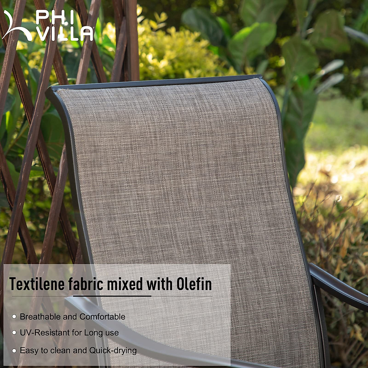 PHI VILLA Outdoor Patio Dining Set for 4, 5 Piece Patio Table Chairs Set Clearance with 4 Swivel Chairs & 1 Metal Table, All Weather Patio Dining Furniture Set for Deck Lawn & Garden