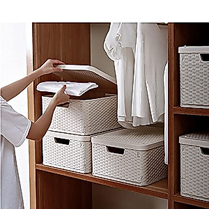 YunNasi Foldable Wardrobe Storage Box Organiser Basket Containers with Handles Folding Stackable Storage for Home,Office,Nursery School Shelf Baskets to Tidy clothes,Toys,Snacks,Books,Cosmetics (17in(L)*13in(W)*9.65in(H))