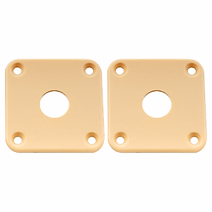 Musiclily Pro Plastic Curved Jack Plate Square Jackplates Compatible with USA Les Paul Epiphone Les Paul Guitar, Cream(Set of 2)