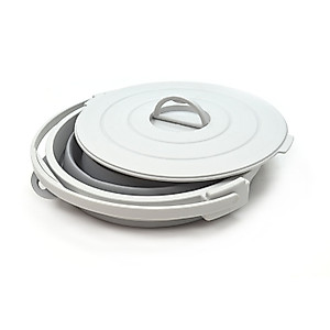 SAMMART Set of 2-10L (2.64Gallon) Collapsible Fishing Bucket Locking Lid, 31cm Dia. (2, Grey)