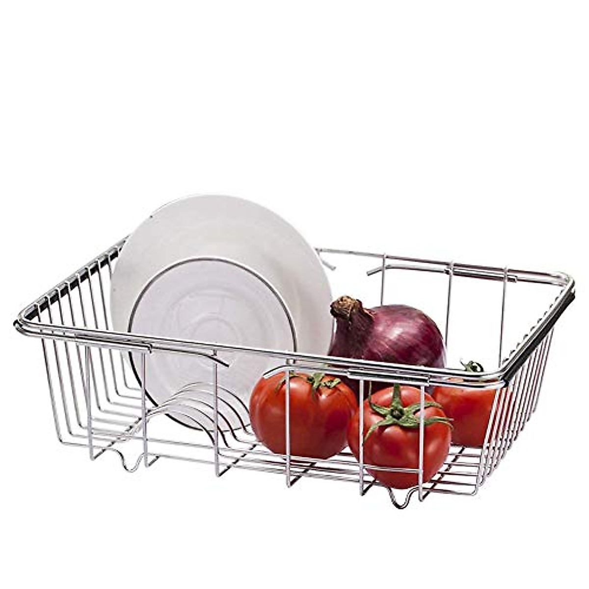 kaileyouxiangongsi Adjustable Over Sink Dish Drying Rack Stainless Steel Dish Drainer, On Counter or In Sink Dish Rack, Deep and Large- Rustproof