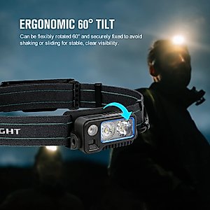 OLIGHT Array 2 Pro 1500 Lumens Headlamp with Red Light Option, Powered by USB-C Rechargeable LED Headlight with Motion Sensor for Outdoors, Camping, Running, Working (Black)