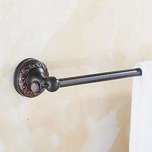 Bath Towel Bar Black Towel Rack, Single-bar American All-Copper Towel Rail, Retro Bathroom Pendant European-Style Toilet Towel Bar Towel Holder