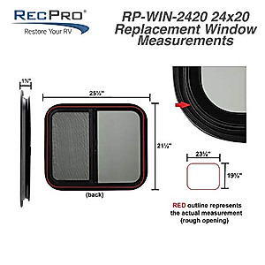 RecPro RV Window | Teardrop Horizontal Slide | RV Window Replacement | Camper Window | Tempered Tinted Glass | RV Window with Screen (24" W x 20" H, with Trim Kit)