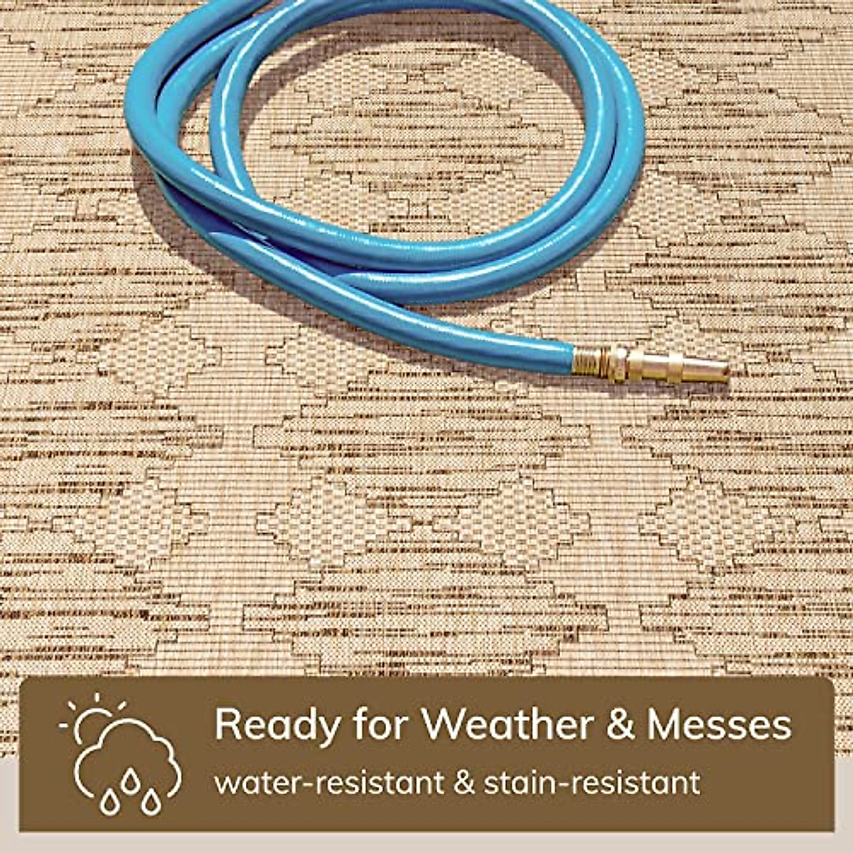 Well Woven Medusa Vidar Trellis Diamond Pattern Indoor/Outdoor Beige Flatweave 7'10'' x 10'6" Area Rug