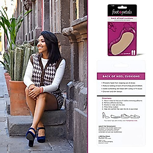 Foot Petals Womens Back of Heel Cushion Inserts, Heel Protectors, Comfortable Heel Grip for Pain Relief and Sizing, 1 pair, Khaki