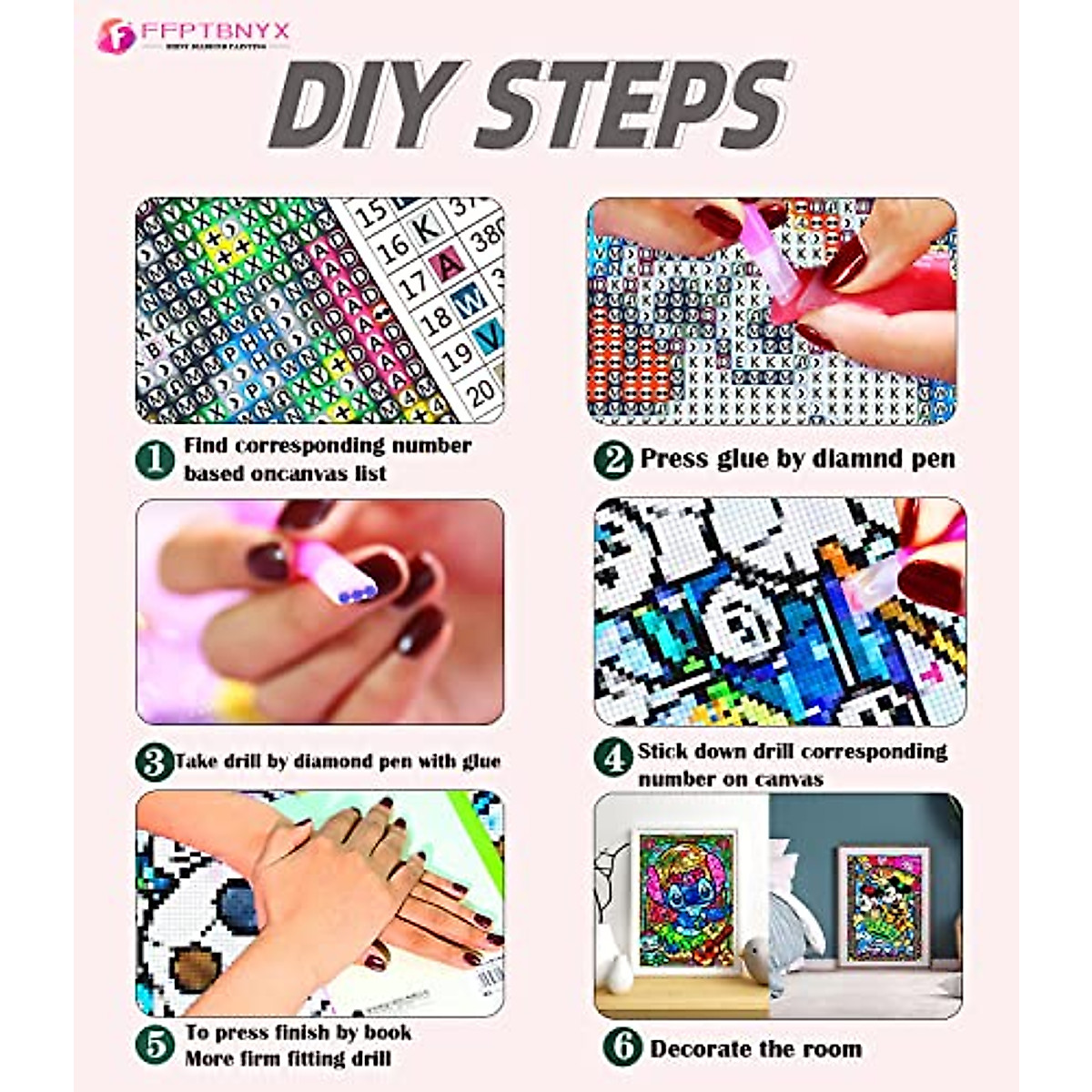 FFPTBNYX 6 Pack Full Drill Diamond Painting Kits for Adults&Beginners 5D DIY 6PCS Diamond Art Kits Paint with Round Diamonds and Gems for Home Wall Decor Gifts(11.8''x15.7'')