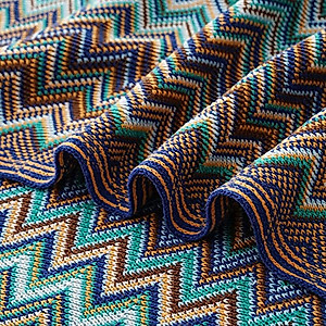 BATTILO HOME Boho Throw Blanket,Teal Throw Blankets for Couch Bed Sofa,Soft Cozy Knit Blanket with Tassel,Fall Decor Blanket Throw Outdoor Lightweight Afghan Blanket, 50"x80" (Blue)