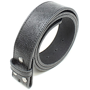 BC Belts Leather Belt Strap with Western Skull and Paisley Embossed Pattern 1.5" Wide with Snaps (Black-XS)