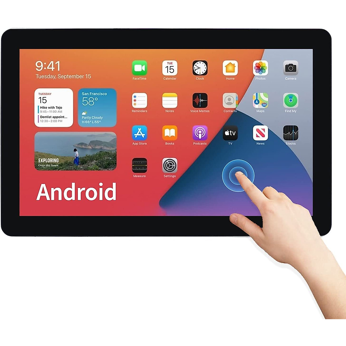TouchWo 17.3 inch Android 12 Touchscreen Monitor Tablet, 16:9 FHD 1080P, WiFi & BT, Built-in Speakers, RK3588 4GB RAM & 64GB ROM, Smart Board for Classroom, Meeting & Game