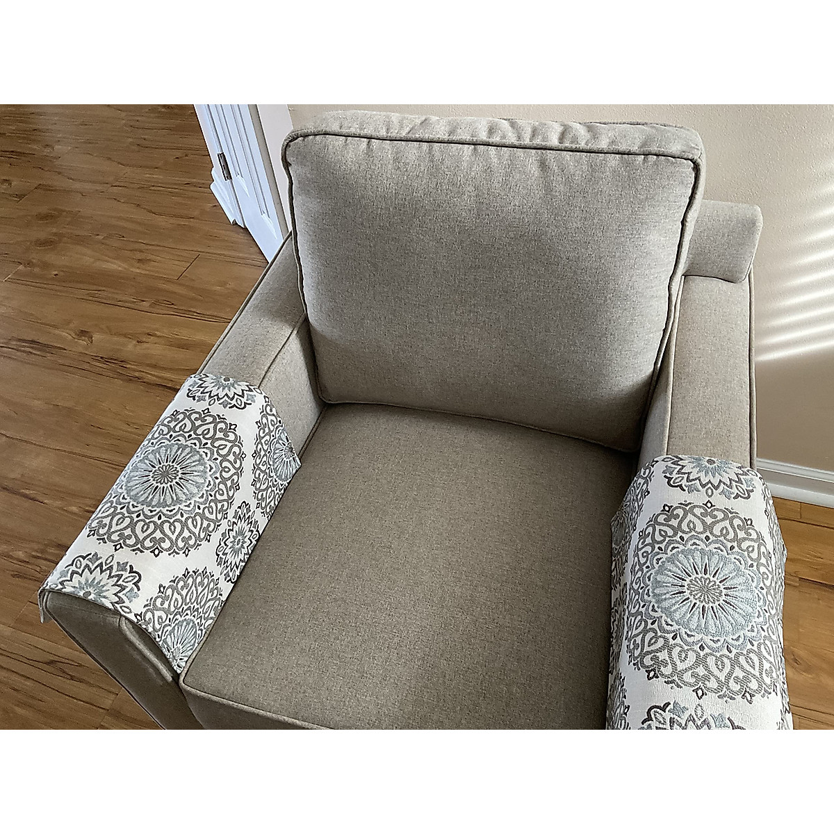 Set of two arm rest covers only. Perfect for furniture slipcover furniture protectors recliners chairs sofas loveseats theater chairs office chairs housewarming gifts. By: Bittlemen Furniture Co.