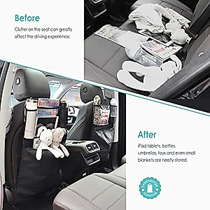Termichy Car Seat Back Organizers, Kick Mat Seat Back Protector with Multi Pockets Clear Holder Water proof Material