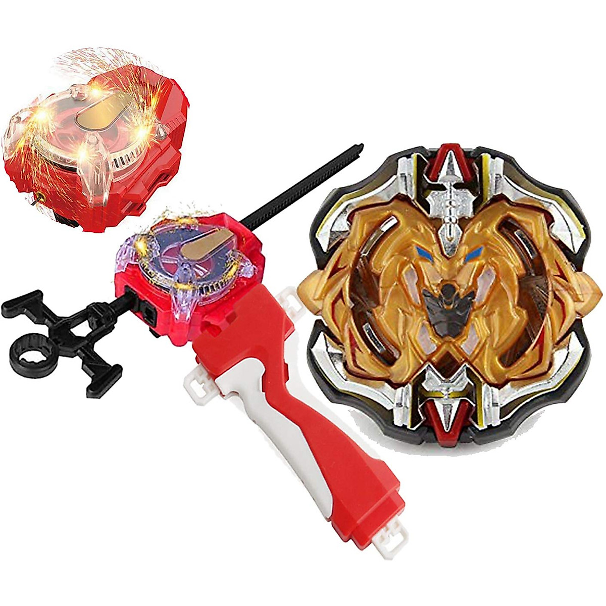 Bey Battle Burst Blade Evolution Turbo B-115 Booster Archer Hercules.13ET Red Sparking Left & Right Launcher Handle Grip Starter Set Gaming Tops God Bay Lr Beylauncher Spinning Toy Gift for Boys Teens