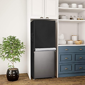 Dalema Outdoor Refrigerator Cover,600D Heavy Duty 100% Waterproof Upright Freezer Cover,Outside Stand Up Fridge Covers.Front Can Be Rolled-Up by Zippers.(Black,23" W x 23" D x 56" H)