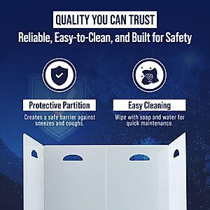Sneeze Guard Desk Shield PPE - Plastic Divider Screen for Desk, Table or Countertop - Portable Protective Barrier Panel - Best Partition Protector for Classroom or Office