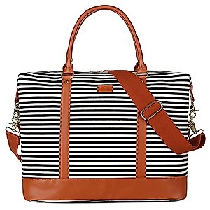 BAOSHA HB-28 Ladies Women Canvas Travel Weekender Bag Overnight Carry-on Duffel Tote Bag (Black)
