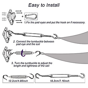 80pcs Shade Sail Hardware Kit 6 Inch for Rectangular Triangular Sun Shade Sail Installation, 304 Stainless Steel Shade Sail Hardware for Garden Courtyard Outdoors