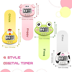 4 Pieces Cute Cartoon Animal Digital Timers Small Digital Kitchen Timers Countdown Timers with Magnetic Backs and ON/Off Switches Decorative Cooking Timers for Kitchen Cooking Accessories, 4 Styles
