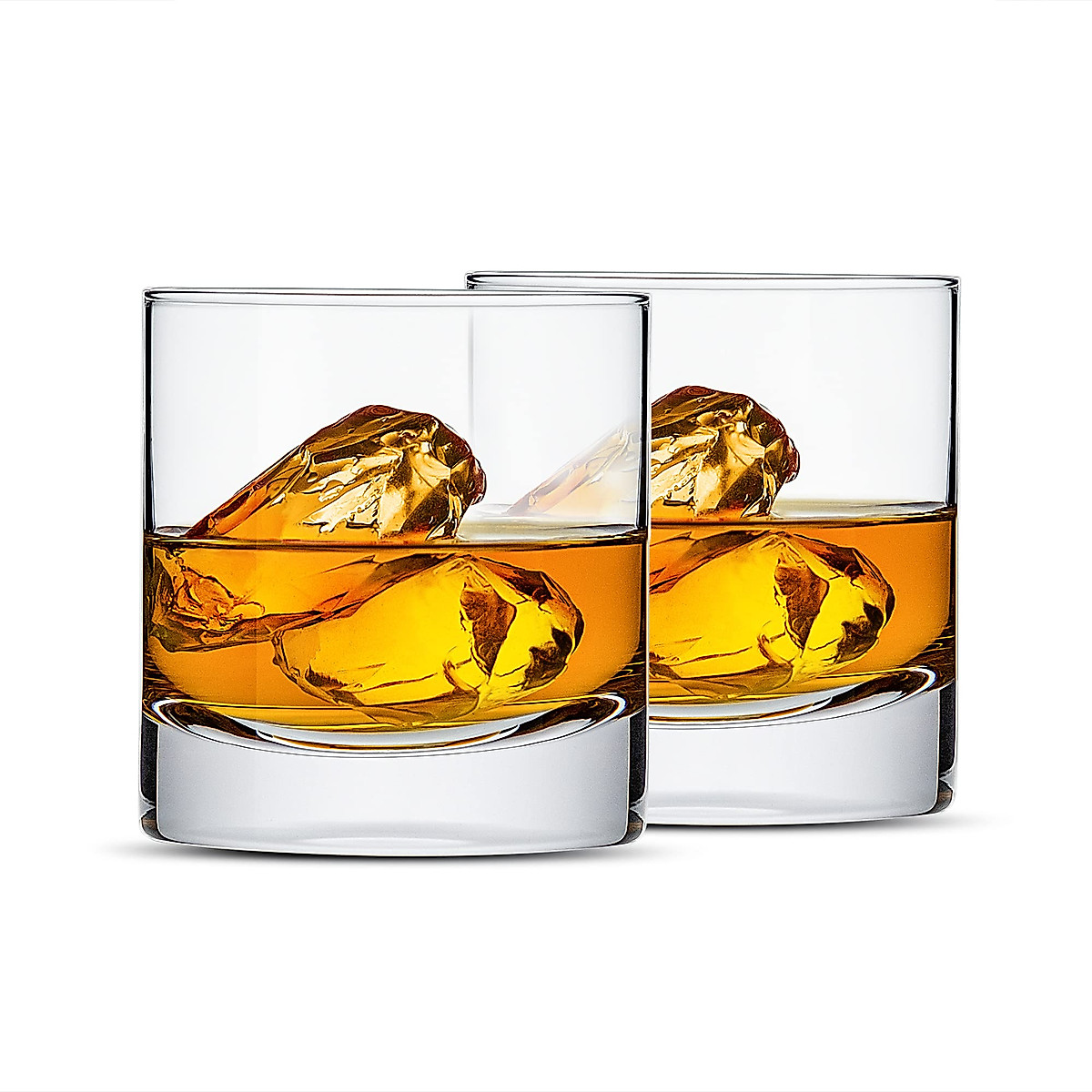 LUXU Crystal Whiskey Glasses, 13oz Heavy Base Old Fashioned Rocks Glasses - Lowball Bar Glasses for Bourbon, Scotch Whiskey, Cocktails, Cognac - Large Cocktail Tumblers Set of 2