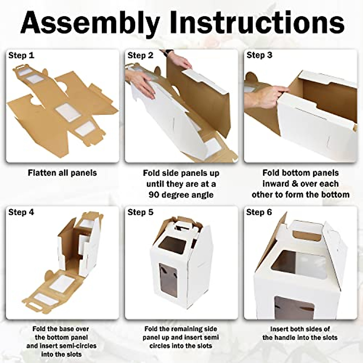 CAKINBOX Tall Cake Boxes with window and Cake Boards in 2 sizes 10x10x12 & 12x12x14 Tall Cake Carrier, Tiered Cake Box, Layer Cake, tier cake boxes, large cake box (PACK 4)