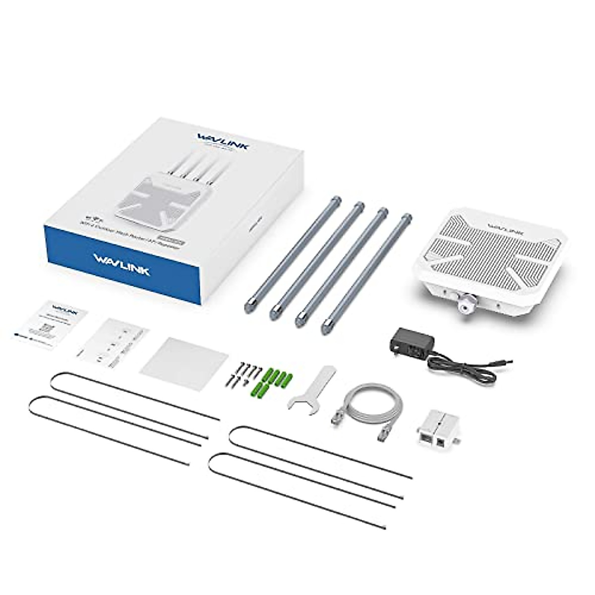 WAVLINK Outdoor WiFi 6 Extender AX1800 High Power Outdoor Weatherproof WiFi Range Extender Access Point with Passive/Active POE, Dual Band 2.4GHz+5GHz, 4x8dBi Detachable Antenna