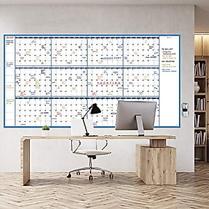 Large Dry Erase Wall Calendar - 38" x 72" - Undated Blank 2021-2022 Reusable Yearly Calendar - Giant Whiteboard Annual Poster - Laminated Office Jumbo 12 Month Calendar