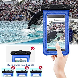 Universal Waterproof Phone Pouch,Floatable Waterproof Phone Pouch Compatible for iPhone 13 12 11 Pro Max XS Max XR X 8 7 Samsung Galaxy s10/s9 Up to 7.0", IPX8 Cell Phone Dry Bag -2 Pack Black+Blue
