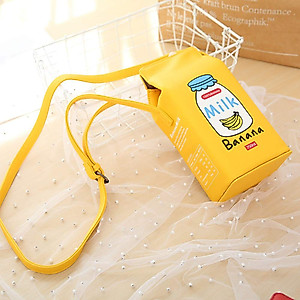 Lolita Pu Leather Shoulder Small Square Mobile Phone Bag Purse,Banana Milk