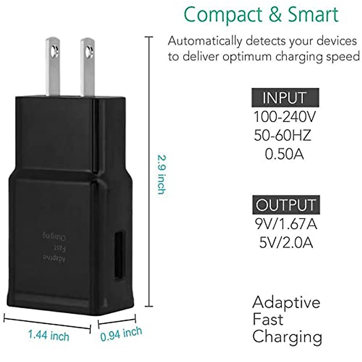 Samsung Adaptive Fast Charging Adapter Quick Charge Charging Block Wall Charger Plug Compatible Samsung Galaxy S22/S22 Ultra/S21/S20/S10/S9/S8/S7/S6 Edge/Note 10 9 8/LG(4-Pack)