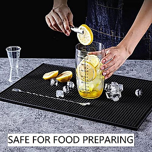 Bar Mat for Cocktail and Coffee Bar 12" x 18" Rubber Bar Service Spill Mat for Cocktail Bartender Coffee Bar or Countertop Mats Glass Drying Mat (Black Border - 12 x 18)