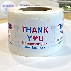Supporting Small Business Labels Order Package Seals Business Packaging Supplies,1.5 Inch Round Thank You Stickers for Business, Online Retailers, Boutiques，500 Pcs Per Roll.
