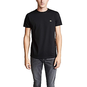 Lacoste mens Short Sleeve Crew Neck Pima Cotton Jersey T-shirt T Shirt, Black, XX-Large US