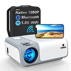 WiMiUS 2024 W1 5G WiFi Bluetooth Projector, 400 ANSI Lumen Support 4K, Native 1080P & Portable Outdoor Wireless iPhone Projector, Support Zoom 50% 4D ±50° Keystone for iOS Android TV Stick PC