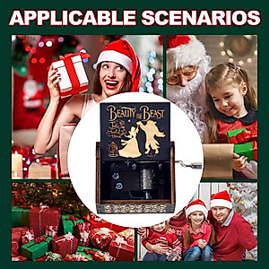 Ddjbdb Beauty Music Box Beast, 18 Note Mechanism Antique Carved Wooden Hand Crank Musical Box Crafts,Valentine Christmas Birthday Gift for Her Wife Girlfriend